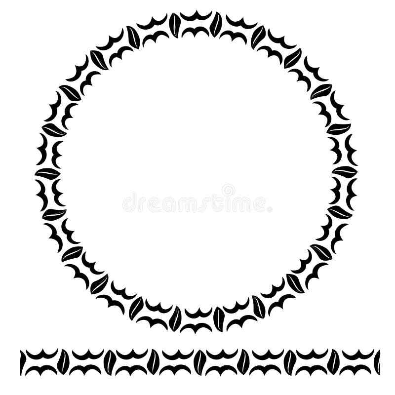 Vector Black Rounded Corner Circle Floral Frame, Isolated on White ...