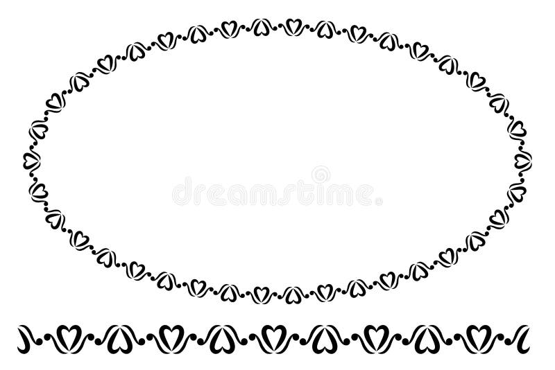 Vector Black Rounded Corner Oval Floral Frame, Isolated on White Stock ...