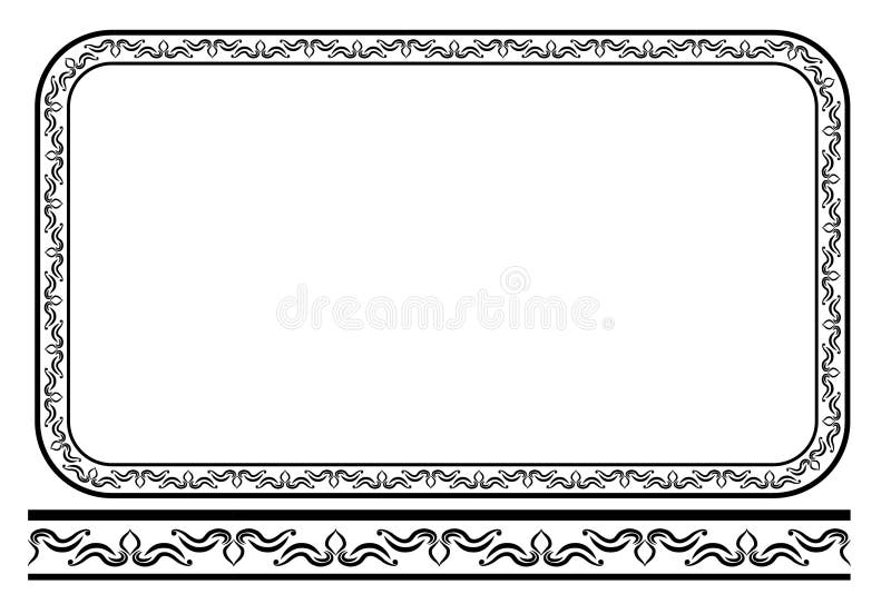 Vector Black Rounded Corner Rectangle Floral Frame, Isolated on White ...