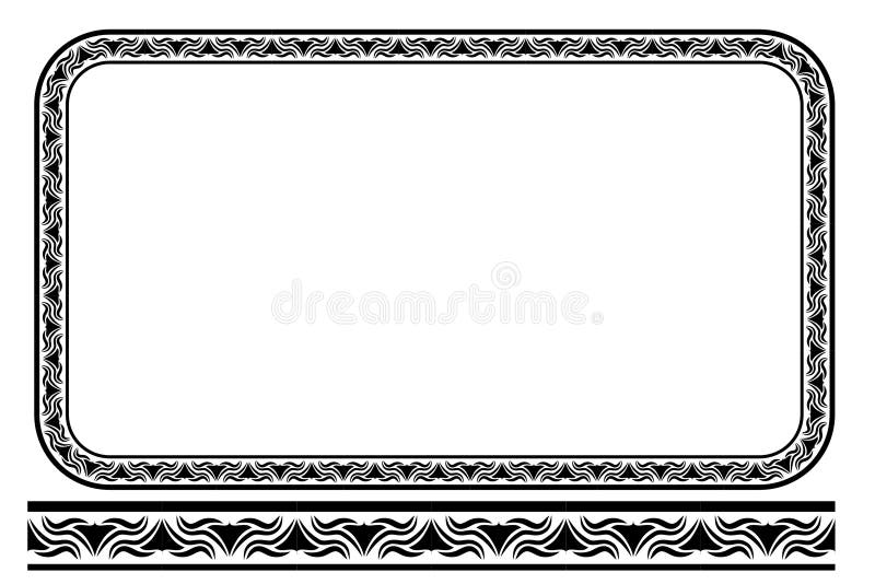 Vector Black Rounded Corner Rectangle Floral Frame, Isolated on White ...
