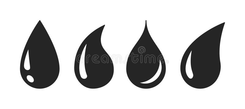 Vector Black Set of Water Drop Icons. Flat Drop Logo Shapes Stock ...