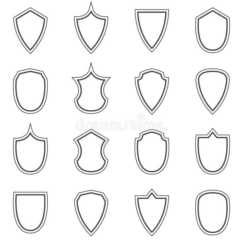 Vector Black Shields Set On White Background Stock Vector