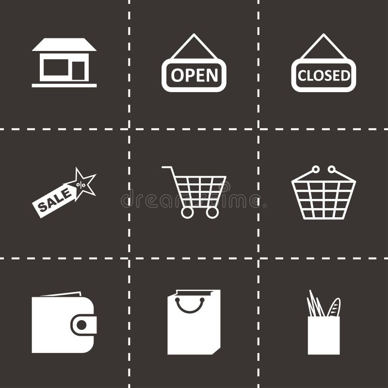 Vector Black Shop Icons Set Stock Vector - Illustration of collection ...