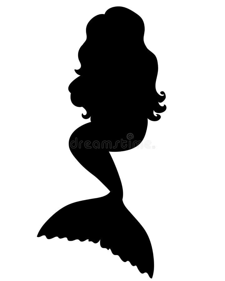 Silhouette Mermaid Swimming Forward Stock Vector - Illustration of ...