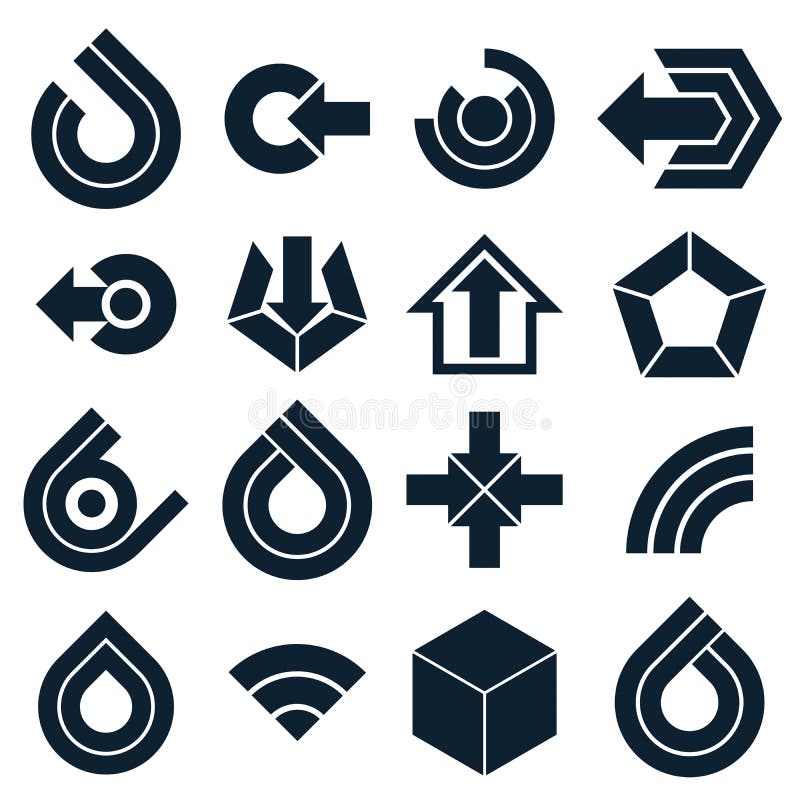 Vector Black Simple Navigation Pictograms Collection. Set of Fla Stock ...