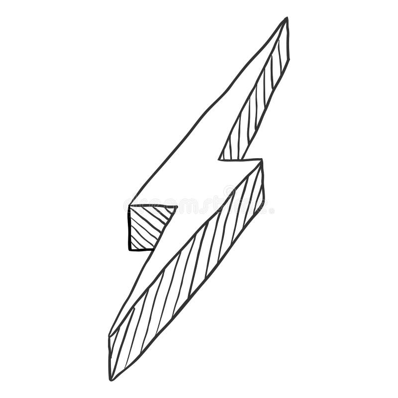 Vector Black Sketch Thunderbolt Symbol on White Background Stock Vector ...