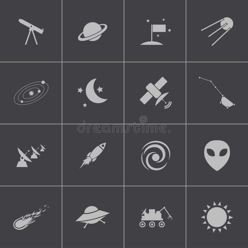 Vector Black Space Icons Set Stock Vector - Illustration of icon ...