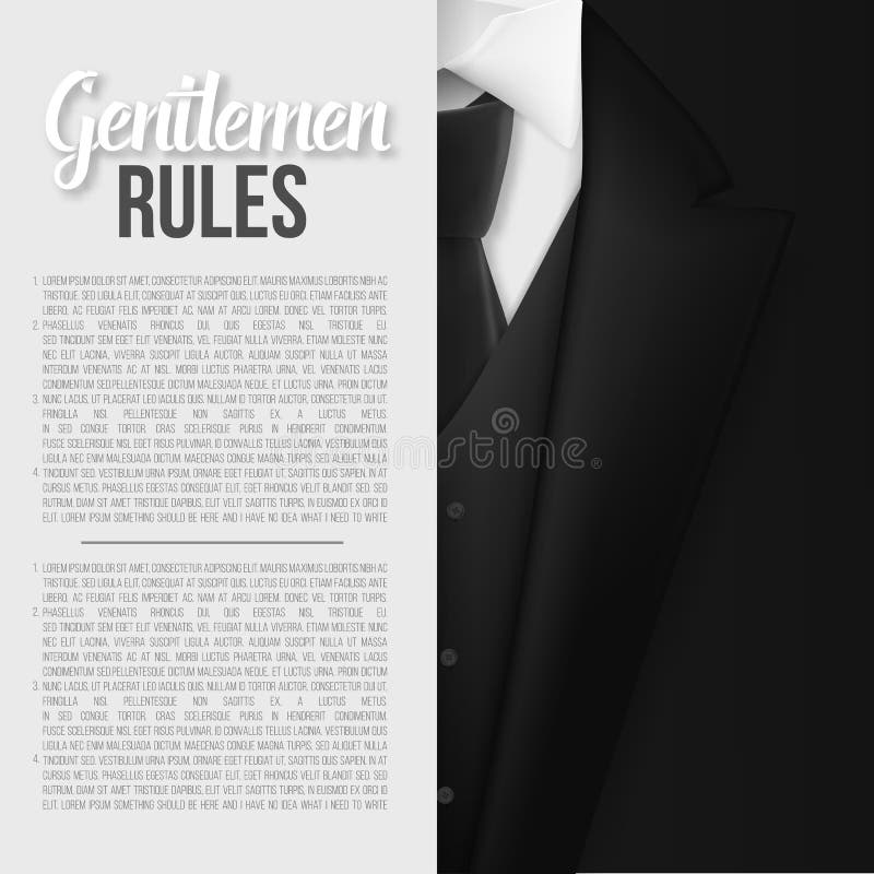Vector Black Suit. Gentlemen Rules List Template Stock Vector ...