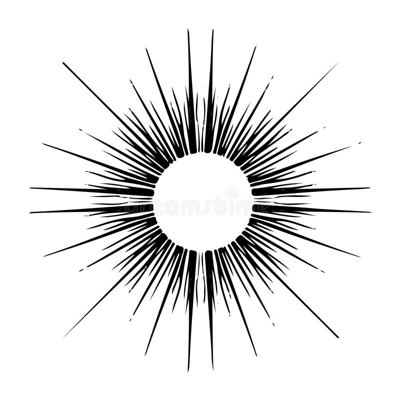 Vector Black Sun in Boho Style. Abstract Illustration of the Dawn Drawn ...