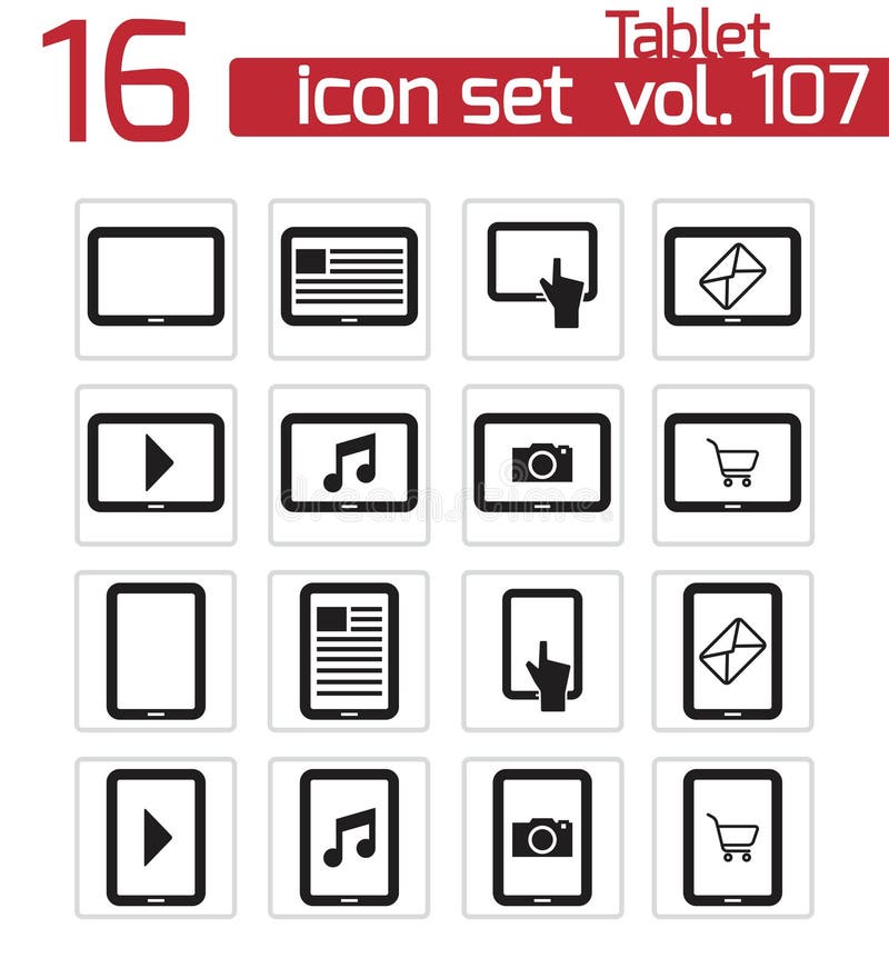 Vector black tablet icons stock illustration. Illustration of ...