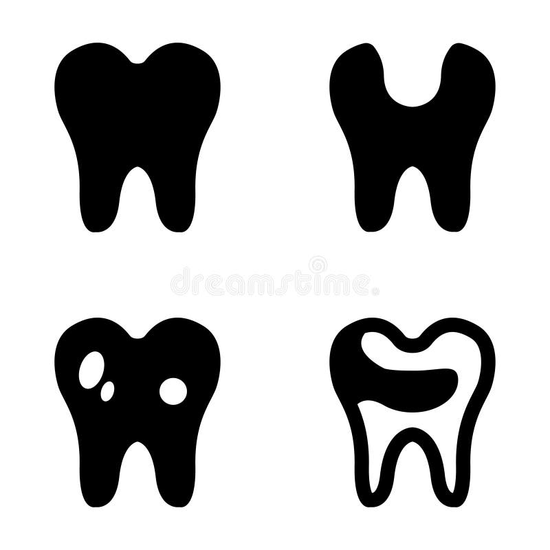 Vector Black Teeth Icons Set Stock Illustration - Illustration of tooth ...