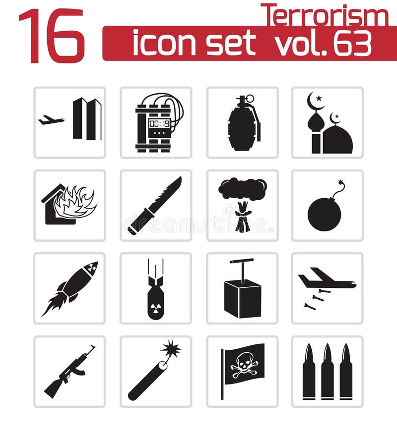 Vector Black Terrorism Icons Stock Illustration - Illustration of ...