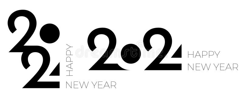 Set of 2024 New Year Logo Text Design in Horizontal and Vertical Format ...