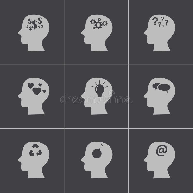 Vector Black Thoughts Icons Set Stock Vector - Illustration of concept ...