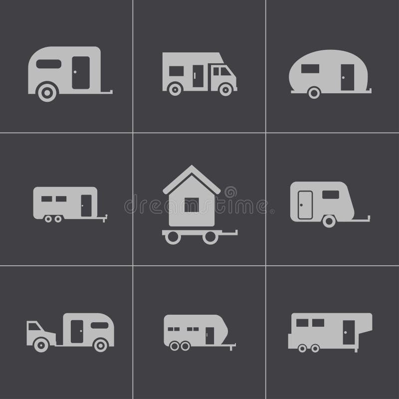 Vector Black Trailer Icons Set Stock Vector - Illustration of nature ...