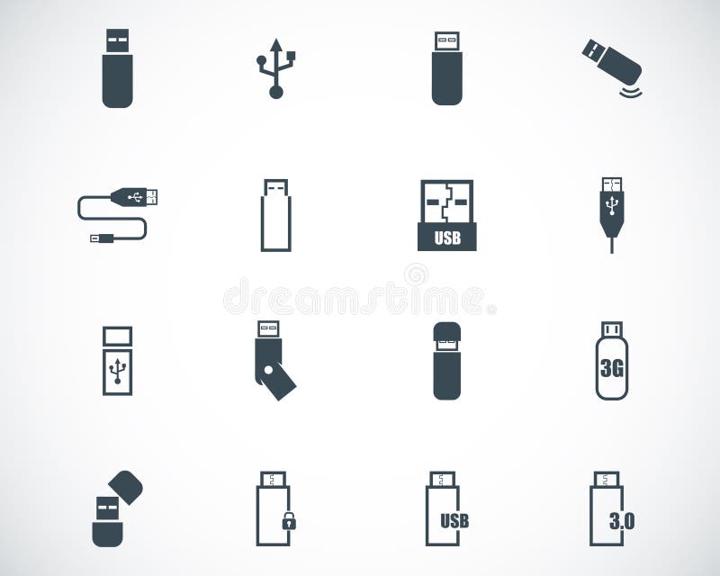 Vector black usb icons stock illustration. Illustration of plug - 34169654