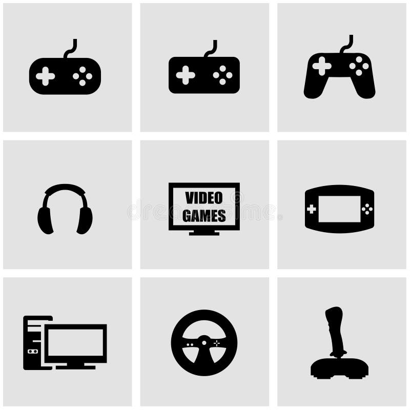 Vector Black Video Games Icon Set Stock Illustration - Illustration of ...