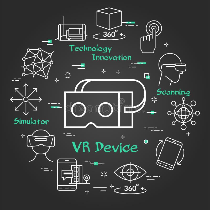 Vector Black Virtual Reality Concept - VR Device Stock Vector ...