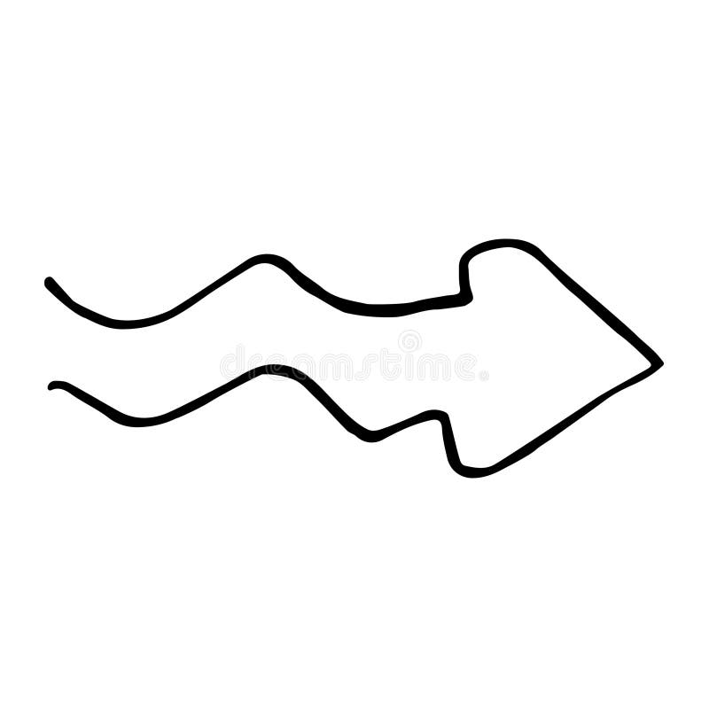 Vector Black Wavy Arrow Doodle Style Isolated on White Stock Vector ...