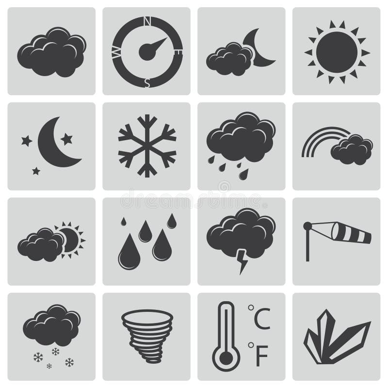 Vector black weather icons stock illustration. Illustration of sign ...