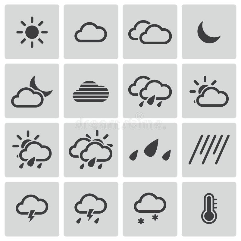 Vector black weather icons stock illustration. Illustration of rainy ...