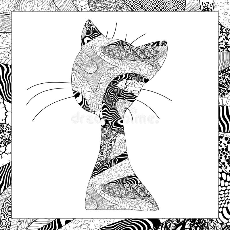 Vector Black and White Cat Head Illustration Stock Vector ...