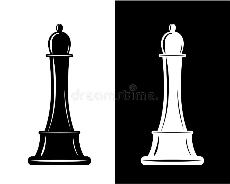 Vector Black and White Chess Pieces - Elephant. Elements for Graphic ...