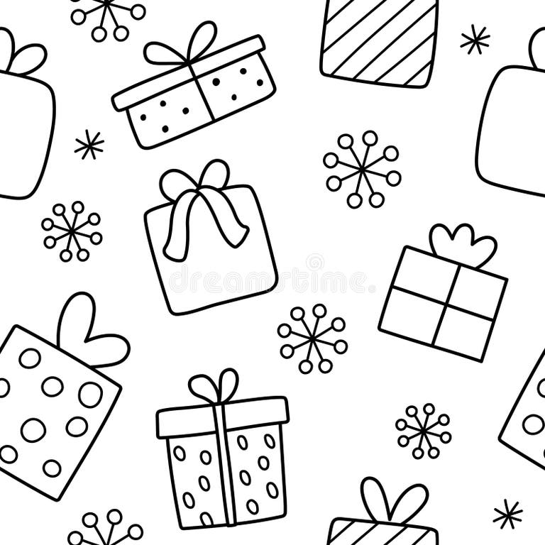 Snowflakes Black White Seamless Pattern Background Stock Illustrations ...