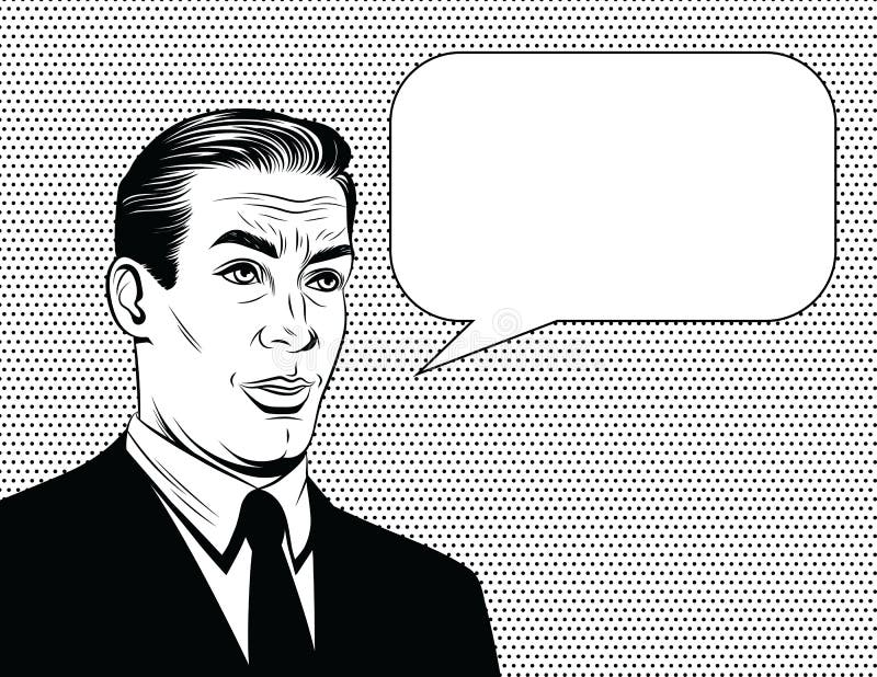 Vector Black and White Comic Style Illustration of a Manager with ...