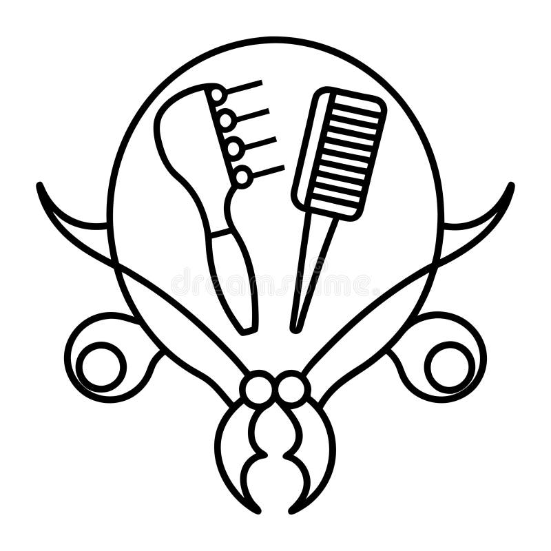 Vector Black and White Icon Silhouette of Crossed Scissors and Combs ... Vector Black and White Icon Silhouette of Crossed Scissors and Combs ...
