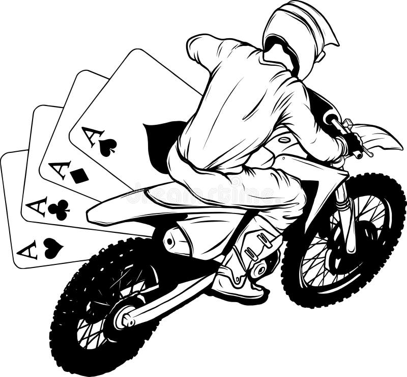Black White Jumping Racer Riding Motocross Stock Illustrations – 26 ...