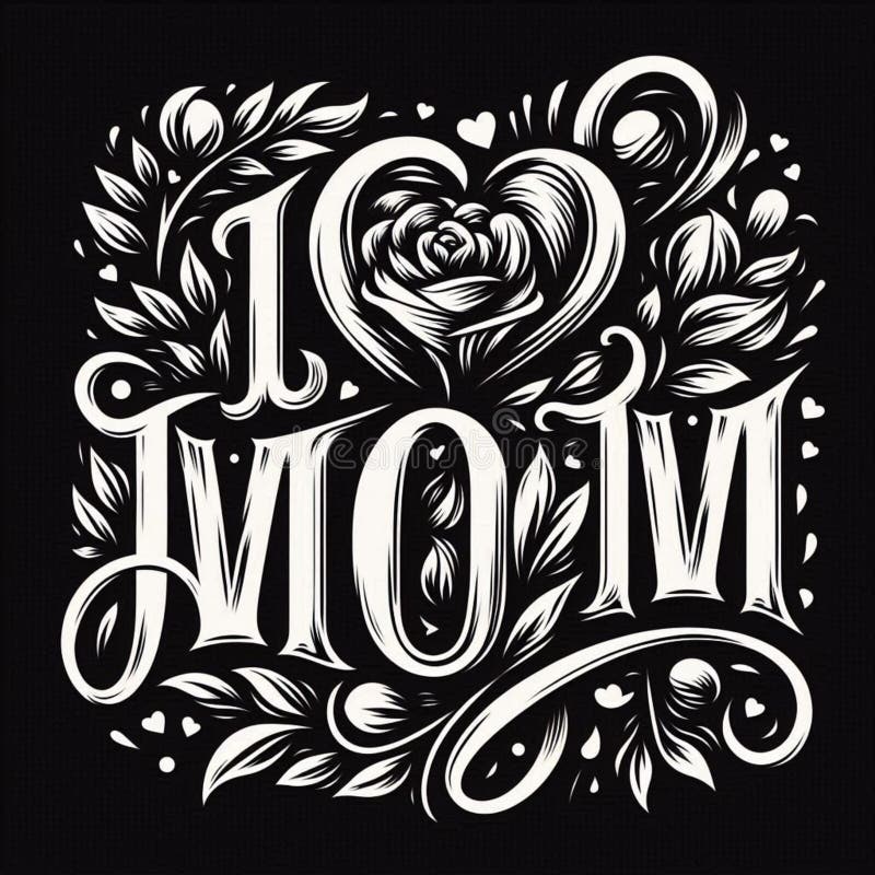 Vector Black and White Love Sayings I Love Mom Stock Illustration ...