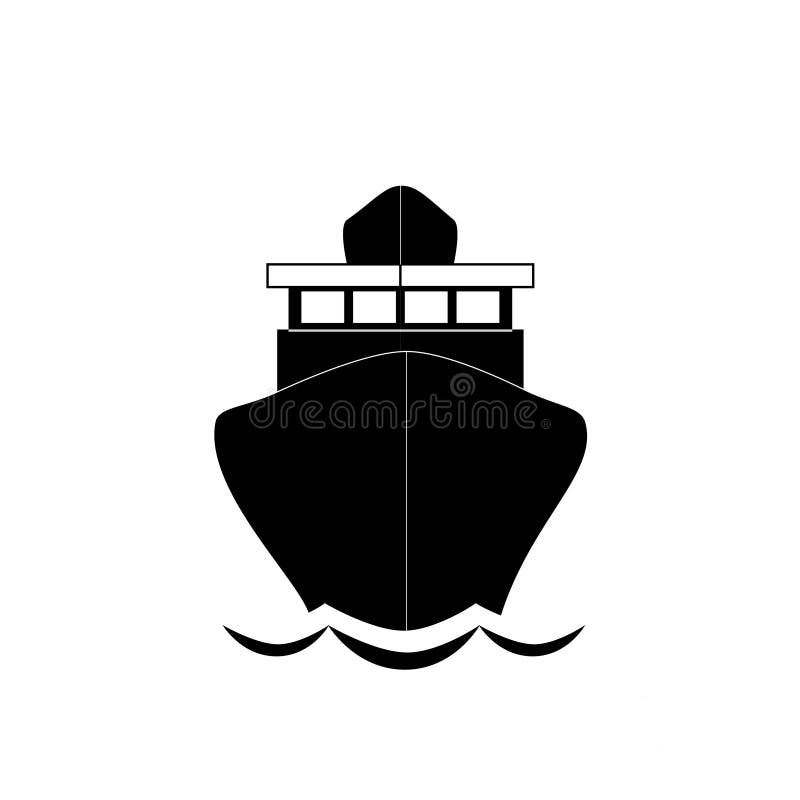 Sailing Ship Front View Icon Isolated on Black Background. Stock Vector ...