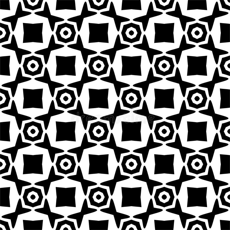 Vector Black and White, Octagon Shape Seamless Pattern & Integrated ...