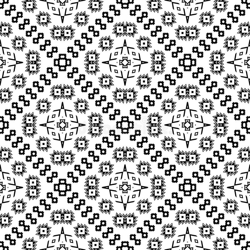 Black and White Abstract Geometric Circles Seamless Pattern, Vector ...