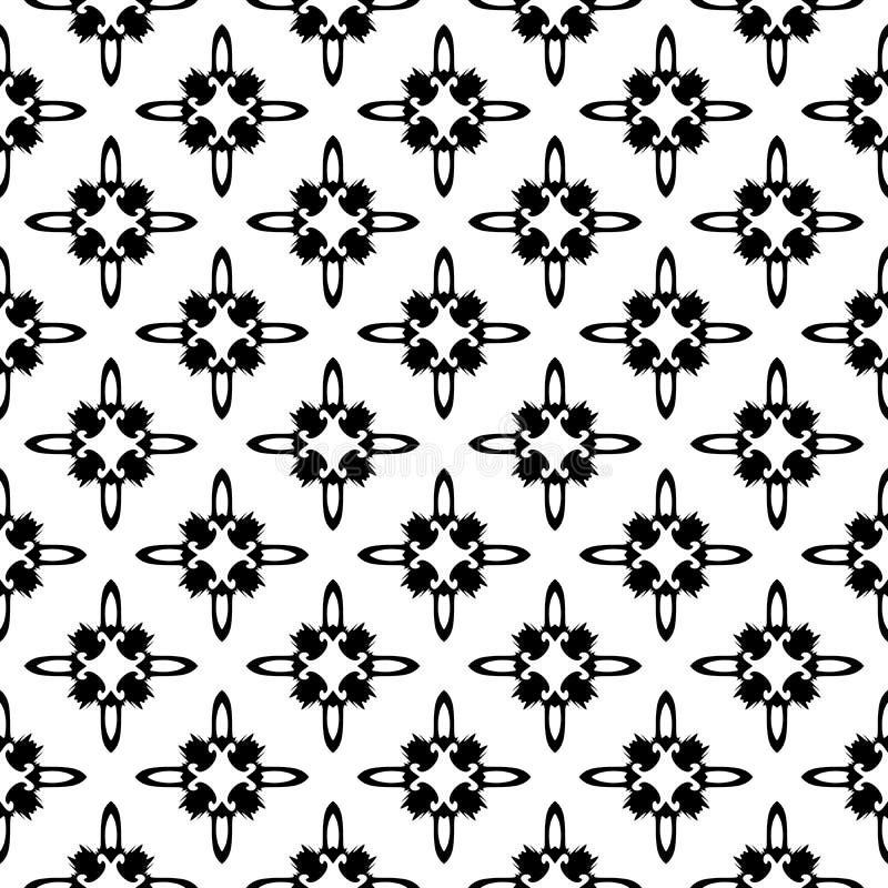 Vector Black and White Repeated Pattern Flowers White Background Vector ...