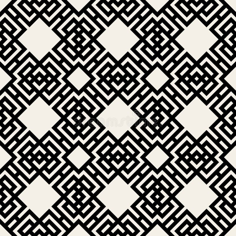 Vector Black & White Seamless Geometric Square Rhombus Grid Ethnic ...