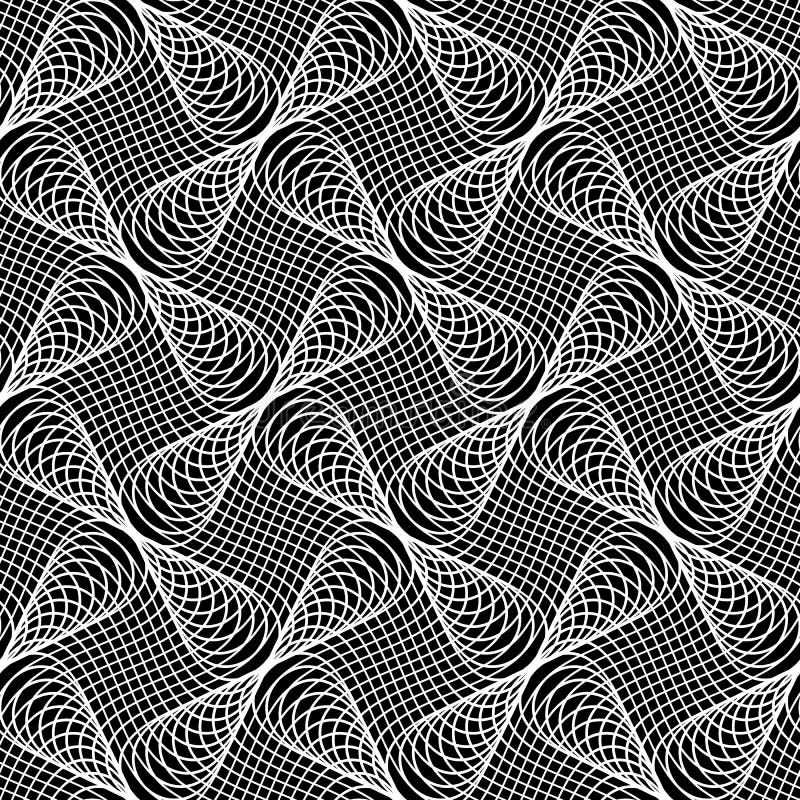 Vector Black White Seamless Pattern. Abstract Moire Texture Of Lines ...