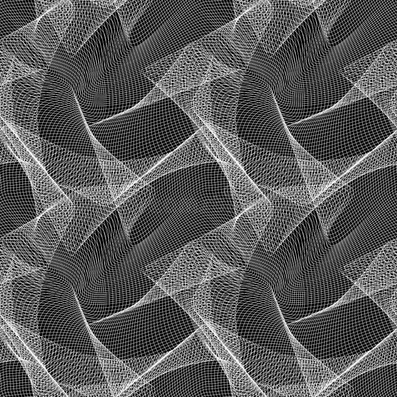 Vector Moire Seamless Pattern of Thin White Lines. Abstract Black White ...