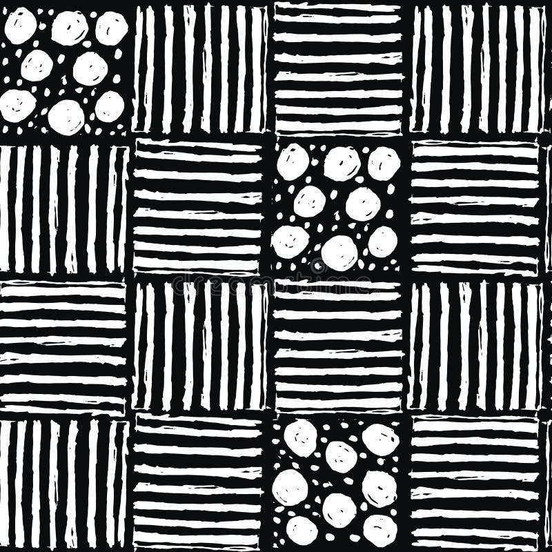 Vector Black and White Seamless Pattern of Hand Drawn Squares E Stock ... Vector Black and White Seamless Pattern of Hand Drawn Squares E Stock ...