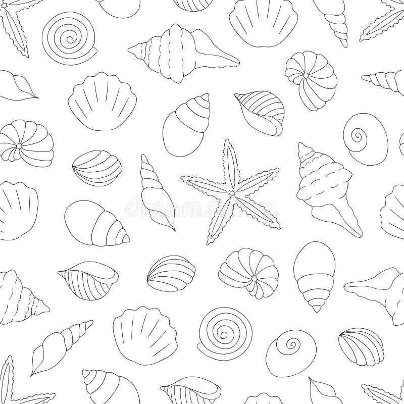Seamless Seashell Textile Repeating Pattern Stock Illustrations – 604 ...