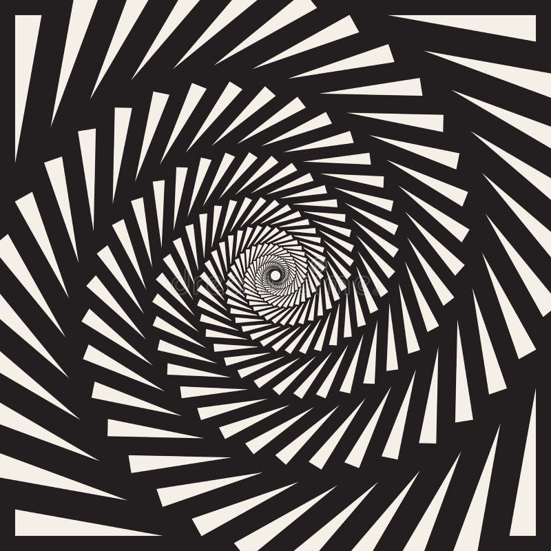 Vector Black and White Spiral Triangles Swirl Abstract Optical Illusion ...