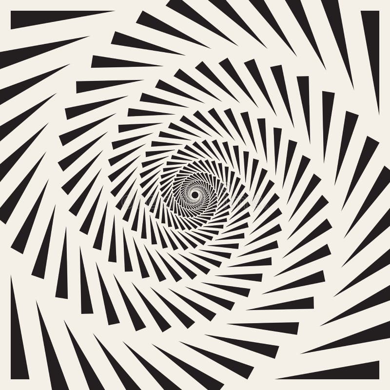 Vector Black and White Spiral Triangles Swirl Abstract Optical Illusion ...