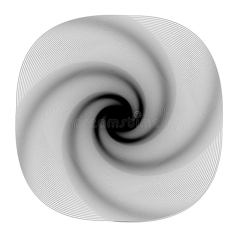 Vector Black and White Square Wavy Twirl Graphic Element Generative Art ...