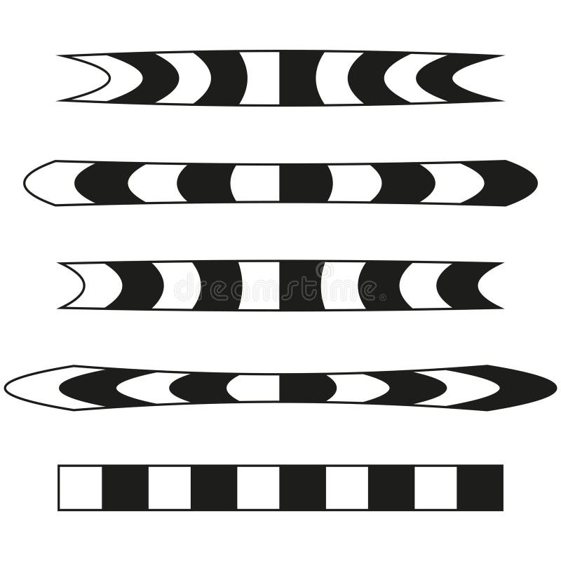 Vector Black and White Striped Patterns. Curved, Straight, and Circular ...