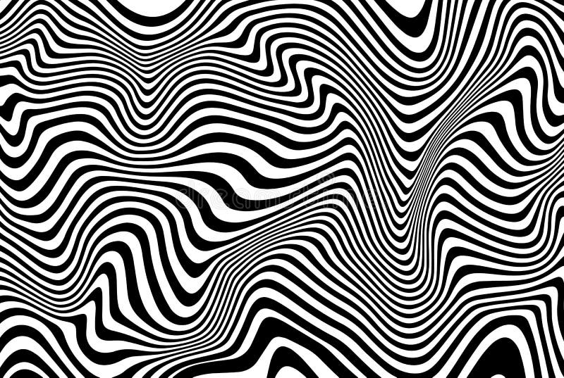 Vector Black and White Wavy Background. Stylish Texture with Wavy ...