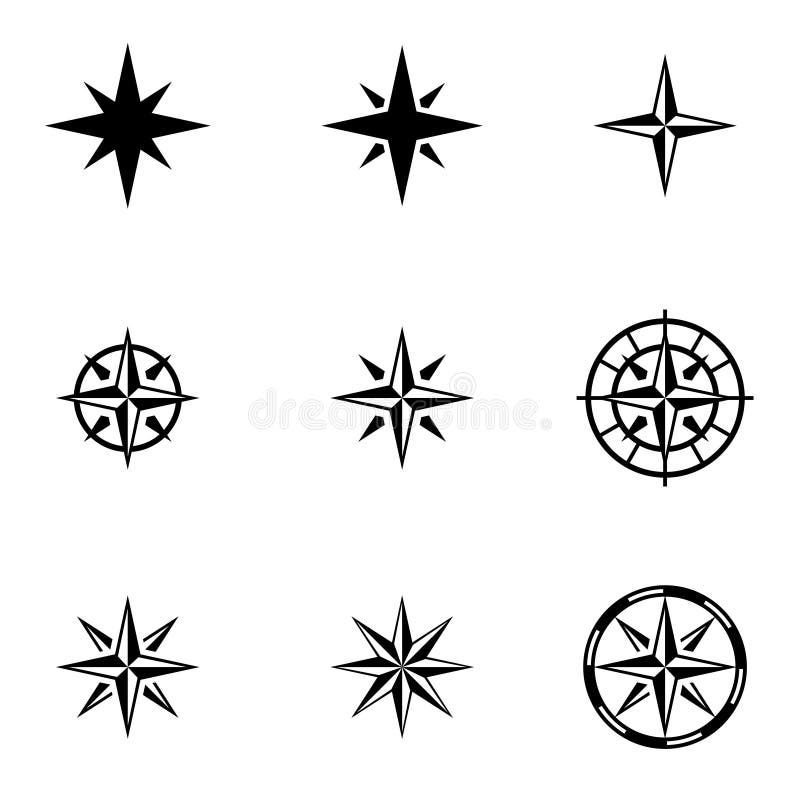 Black Wind Rose Isolated on White Stock Vector - Illustration of ...