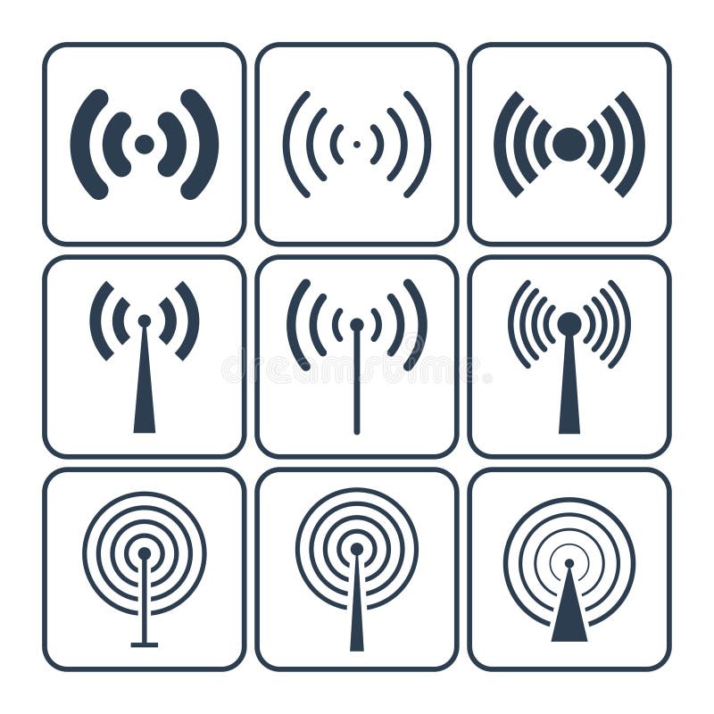 Vector Black Wireless Icons Set Stock Vector - Illustration of sign ...