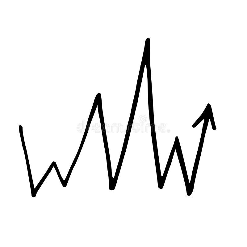 Vector Black Zigzag Arrow Doodle Style Isolated on White Background ...