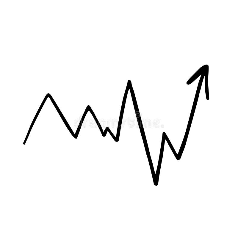 Vector Black Zigzag Arrow Doodle Style Isolated on White Background ...